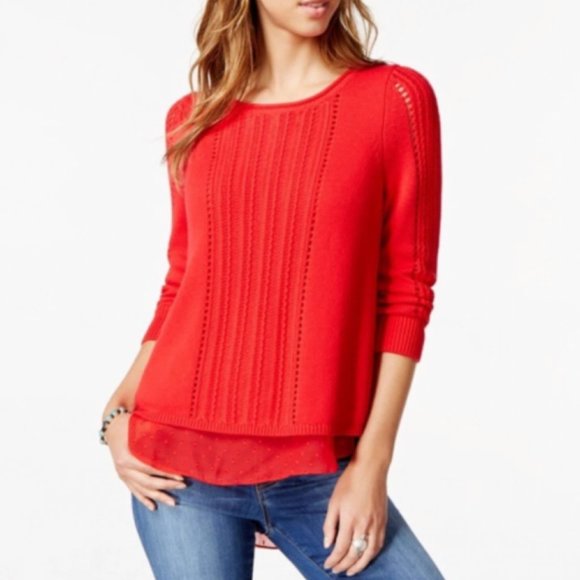 Lucky Brand | Sweaters | Nwot Lucky Split Back Sweater Festive Red ...